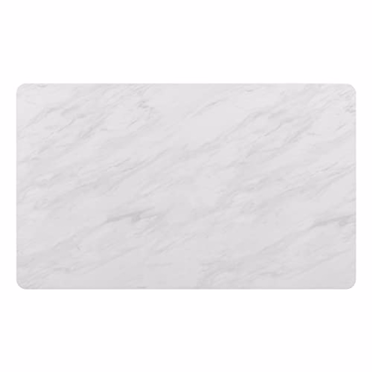 KoiHome 6-Piece Marble Veneer 4 Flannelette Upholstered Chairs & Bench with Cushion, East-West Furniture Dining Room Restaurant Table Set, Set of 6 (White+Gray)