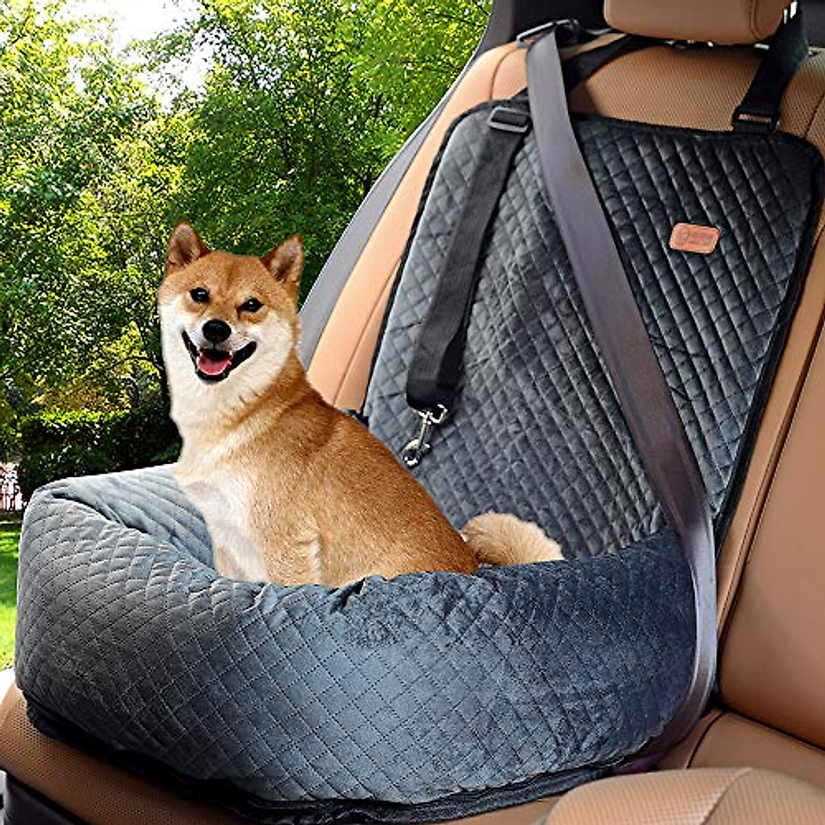 Dog Car Seat Pet Booster Seat Pet Travel Safety Car Seat,The Dog seat Made is Safe and Comfortable, and can be Disassembled for Easy Cleaning (Gray)