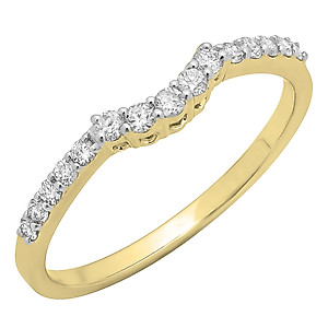 Dazzlingrock Collection 0.30 Carat (ctw) 14K Round Diamond Ladies Wedding Stackable Guard Ring 1/3 CT, Yellow Gold, Size 7