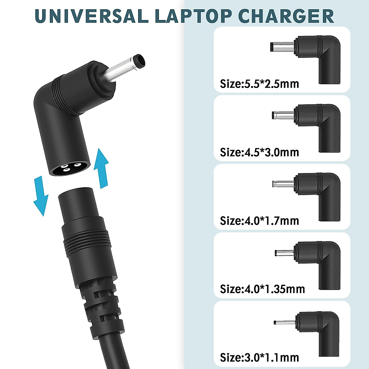 65W 45W 33W Laptop Charger for Asus, with 5 Different Round Connectors for Asus VivoBook ZenBook Chromebook and More Notebook Replacement Power Supply Adapter