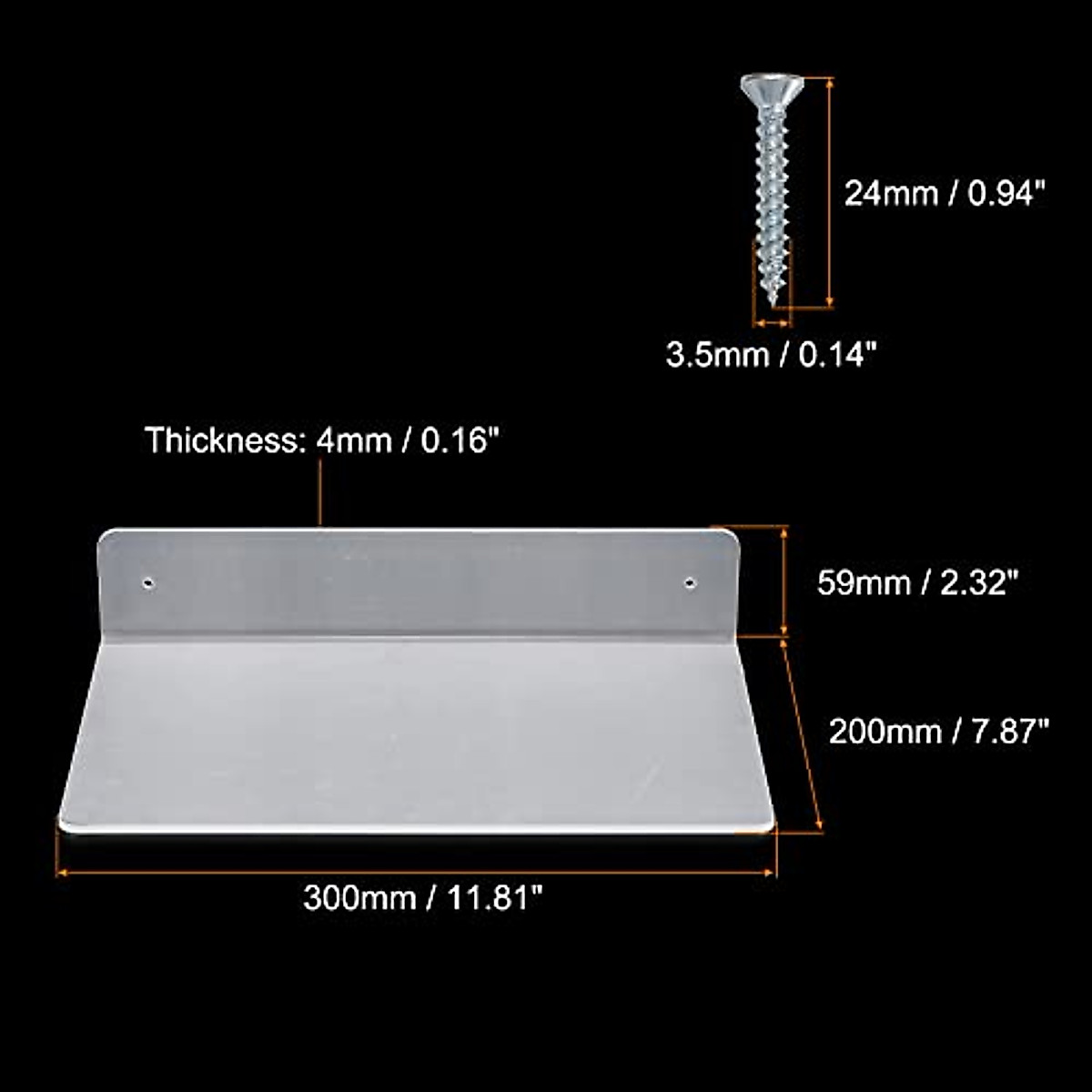 PATIKIL 11.81 x 7.87 Inch Acrylic Floating Shelf, Floating Wall Mounted Shelves for Bathroom Wall Decoration, Transparent