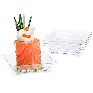 Kingrol 150 Count Plastic Dessert Plates, Mini Mini Mini Disposable Square Plates for Desserts, Appetizers, Sauces, Tastings