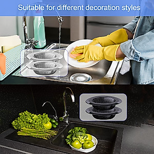 Kitchen Sink Drain Strainer, 4 Pack Stainless Steel and Black Mesh Sink Strainer for Kitchen with Large Wide Rim 4.5" Diameter, Sink Filter Strainer with 3" Basket Sink Food Catcher