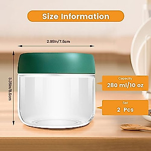 2 Pack 10oz Glass Jars with Screw Lids,Overnight Oats Container with Lids Airtight,Wide Mouth Mason Jars for Overnight Oats,Fruit,Salad,Dressing, Sauc,Sugar,Beans,Spice- Reusable (Green Red)