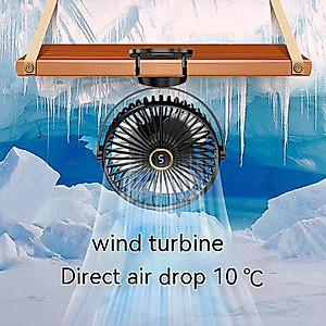 AbuDodo Portable Clip on Fan with LED Light, Digital Display, Quiet, 5-Speed Rechargeable Mini Table Fan, 360° Rotation: Personal Cooling Device for Home, Office, Stroller, Camping, Outdoor - Blue