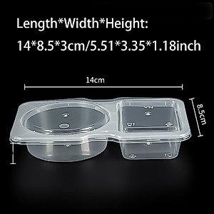 Reusable Snack Container, Double Compartment Condiment Container, Thickened and Portable Reusable Snack Packs for Condiment, Sauce, Sampling and Travel Snacks (pack of 20)