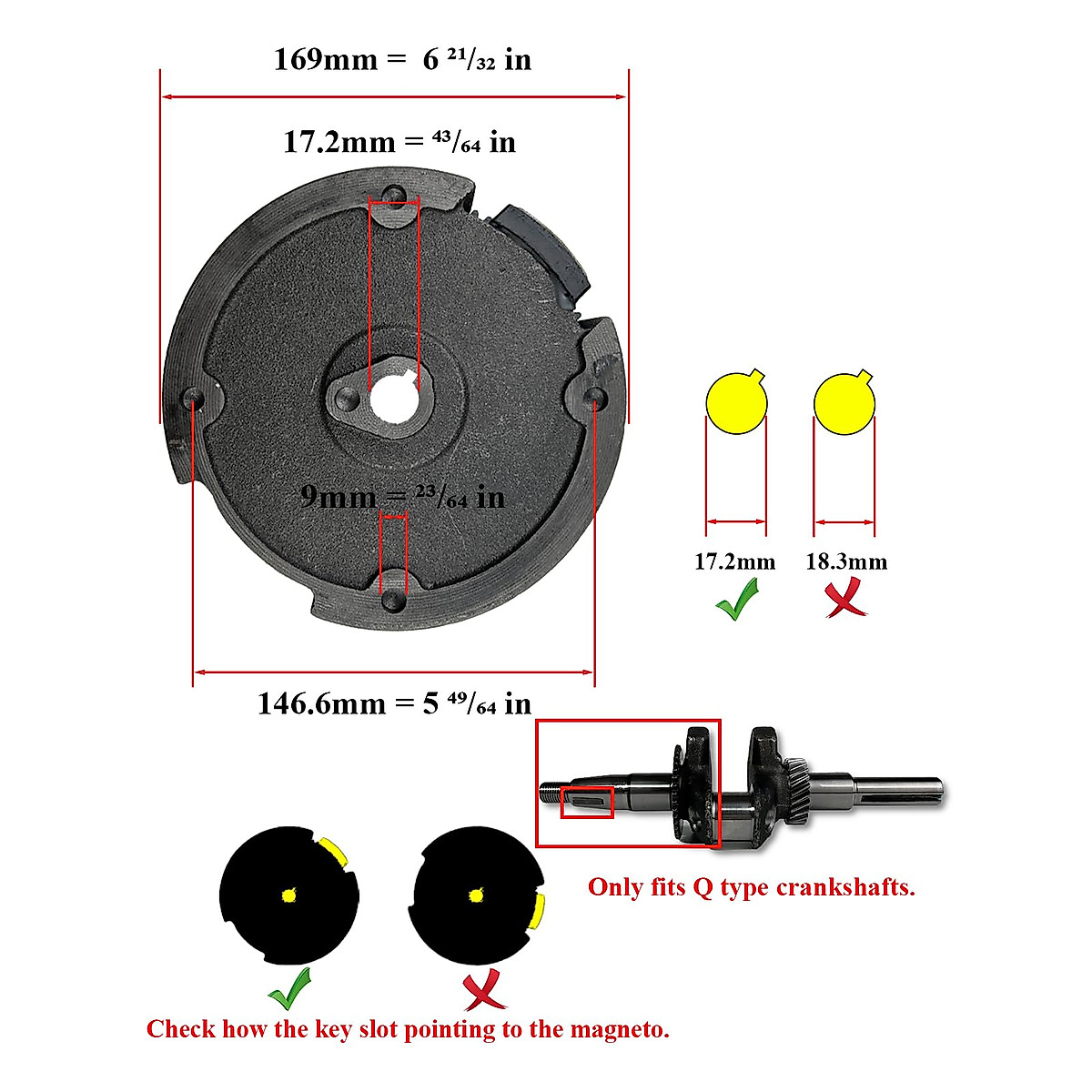 YAMAKATO Electrical Starter Kit for Predator 212 Coleman Honda Non Hemi 196cc 212cc 224cc Small Engine Mini Bike Go Kart