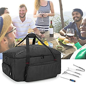 SAMDEW Outdoor Barbecue Grill Cover Compatible with Weber Q1400 Electric Grill, Portable Grill Storage Carry Bag Compatible with Weber Q1000 Q1200 Propane Gas Grill, Bag Only (Patented Design)