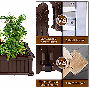 Giantex Raised Garden Bed, Planter for Flower Vegetables, Outdoor Plant Box Patio Backyard, Easy Assembly (48.5''Lx48.5''Wx12''H, Brown)
