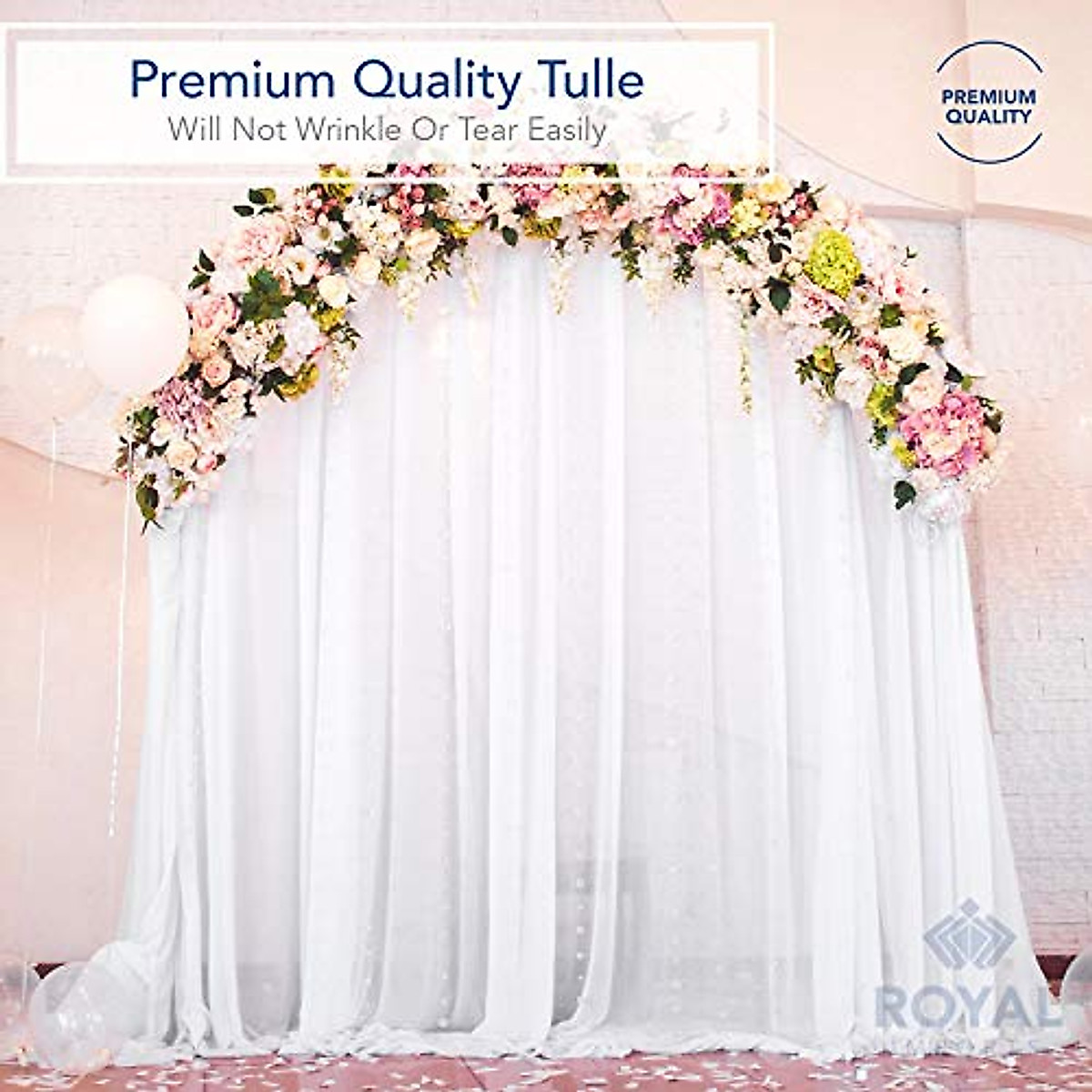 54” Fabric Tulle Bolt for Wedding Party Decoration Bridal Shower - Tutu Roll, Netting Spool Ribbon Wrapping, White, 40 YDS