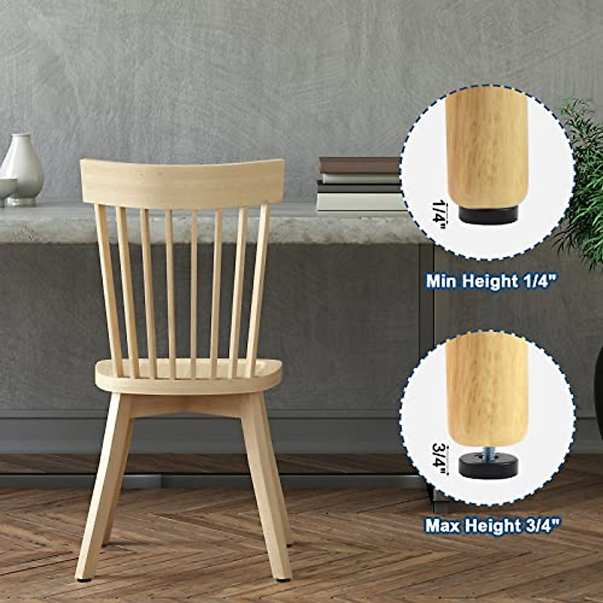 COIDEA 1/4" Thread Furniture Feet Levelers, 12 PCS Adjustable Furniture Feet Threaded Screw in, Leveling Feet Screw On Furniture Glide Leveling for Table, Cabinets, Chairs, Stool Legs(1/4"-20)