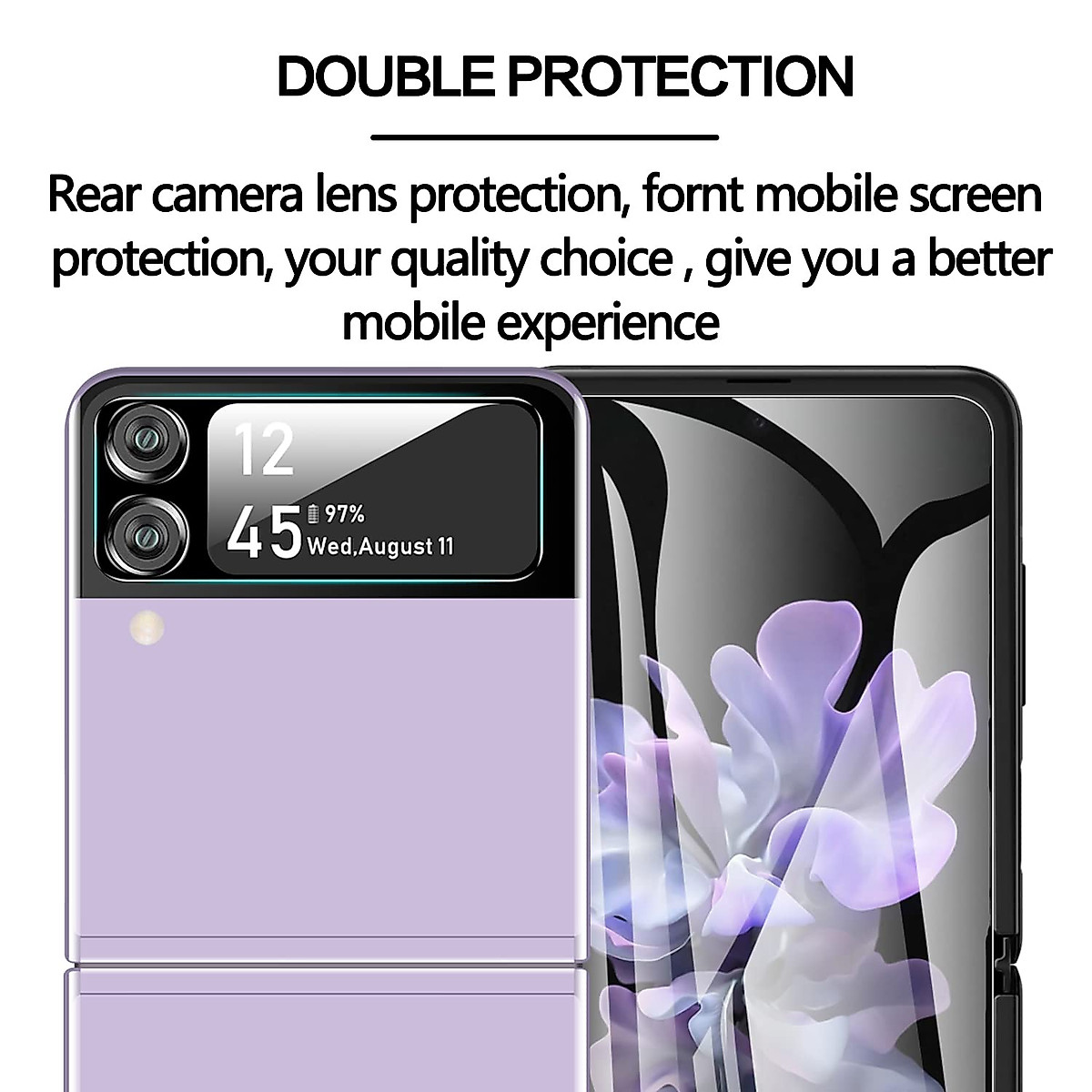 YWXTW [2+2 Pack] for Samsung Galaxy Z Flip 3 Inside EPU Screen Protector + Camera Lens Protector Tempered Glass, Upgraded Ultra-Thin Bubble Free HD Clarity Protective Coverage Scratch Resistant