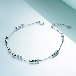 WINNICACA Anklets for Women Sterling Silver Ankle Bracelets for Women Adjustable Beaded Anklet Womens Ankle Bracelet Boho Beach Jewelry Gifts for Women Her Sister Friend Birthday Holiday Gifts