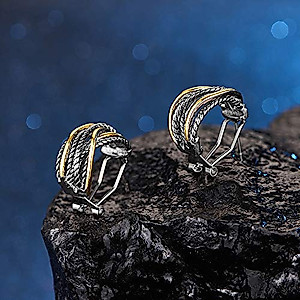 Mytys Two Tone Earrings for Women Gold and Silver Rose Gold Crossover Half Hoop Statement Designer Stud Earrings (delicate gold & silver)