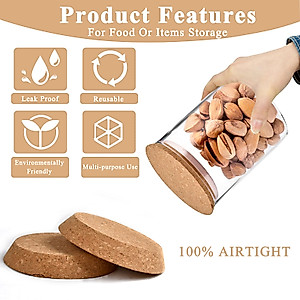 Lainballow 8 Pcs Cork Lids, 3.8-4.5 Inch Large Wooden Cork Stoppers, Wood Tapered Canning Jar Lids, Glass Jar Cork Plugs for Mason Jars, Kitchen Jars, DIY Gift Jars