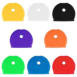 Uniclife 32 Pcs Key Cap Covers 1 Inch Key Head Protectors Soft Flexible Key Identifiers for Standard Regular Thin Flat House Keys (Not Suitable for Odd-Shaped Keys), 8 Colors