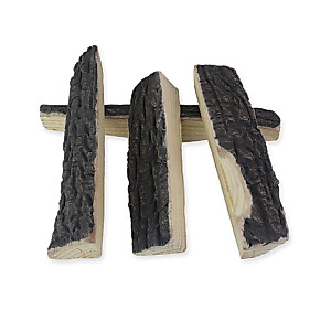 Dulousia Anyneo Ceramic Wood Logs, Gas Fireplace Log, Indoor Outdoor Fire Pits Lifelike Branch Gas Log for Vent Free, Propane, Electric, Gas Inserts (style B-4pcs)