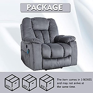CANMOV Large Power Lift Recliner Chair with Massage and Heat for Elderly, Overstuffed Wide Recliners, Heavy Duty and Safety Motion Reclining Mechanism with USB Ports, 2 Concealed Cup Holders, Gray