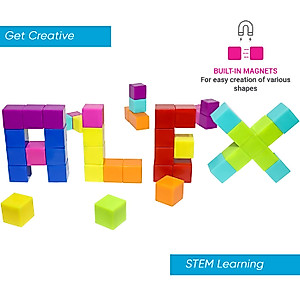 BrainSpark Digit Blocks 48 Pieces Black White and Grey Magnetic Cubes Building Set, Magnetic Blocks for Kids