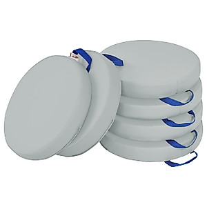 ECR4Kids SoftZone Floor Cushions, Round, Flexible Seating, Light Grey, 6-Piece