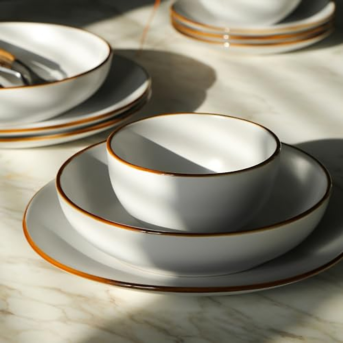 Stone Lain Brasa 16-Piece Dinnerware Set Stoneware, White, 16-Piece Service for 4