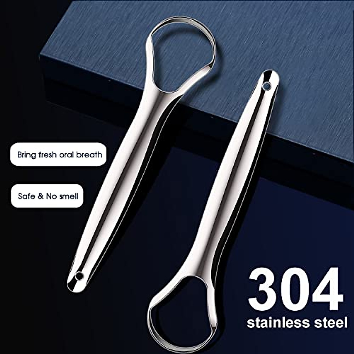 Kotomotoy Tongue Scraper (4 Pack) with Travel Case, Tongue Scraper for Adults, Fight Bad Breath, Medical Grade 100% Stainless Steel Tongue Cleaners For Oral Care, Professional Tongue Brush