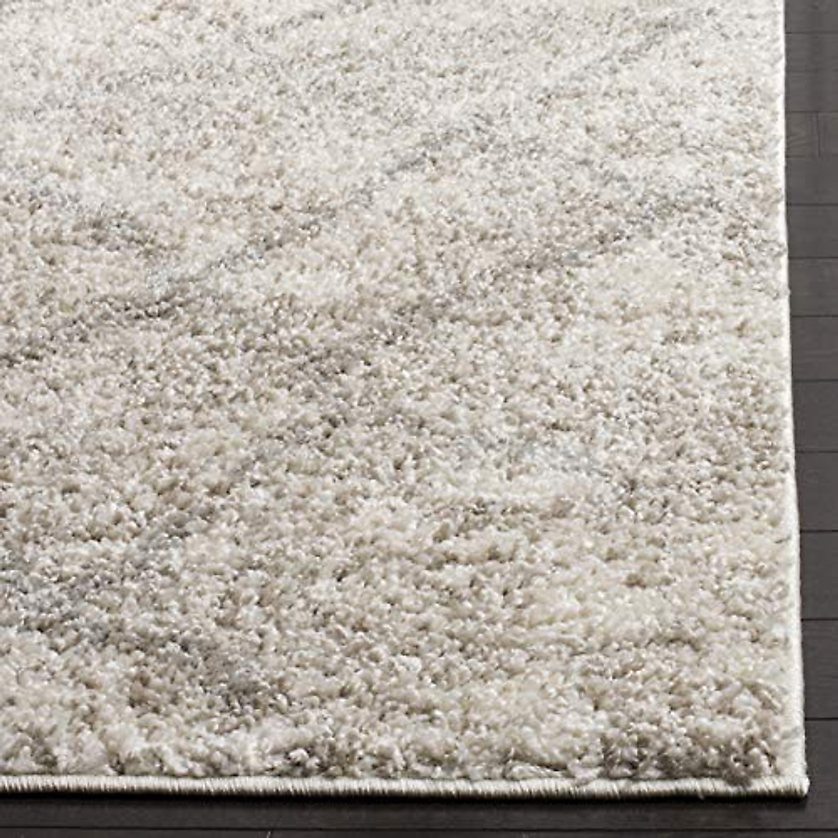 SAFAVIEH Berber Shag Collection 5'5" x 7'7" Cream / Light Grey BER162C Moroccan Non-Shedding Living Room Bedroom Dining Room Entryway Plush 1.25-inch Thick Area Rug