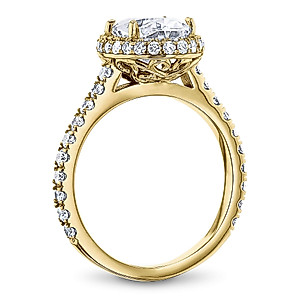 Kobelli Oval Moissanite Drop Halo Ring, White Gold, 9