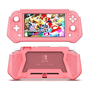 Protective Case for Nintendo Switch Lite, Switch Lite Case with Detachable Screen Protector Cover + Hand Grip Case Compatible with Nintendo Switch Lite 2019, Pink