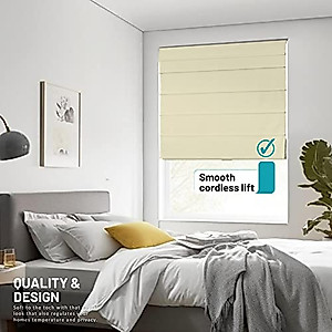 CHICOLOGY Roman Shades for Windows, Roman Window Shades, Roman Shades, Window Treatments, Window Shades for Home, Window Shade, Cream (Cotton), 35" W X 64" H