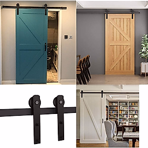CCJH Sliding Barn Door Hardware Kit 4FT for Single Wood Door Heavy Duty Slide Smoothly and Quietly