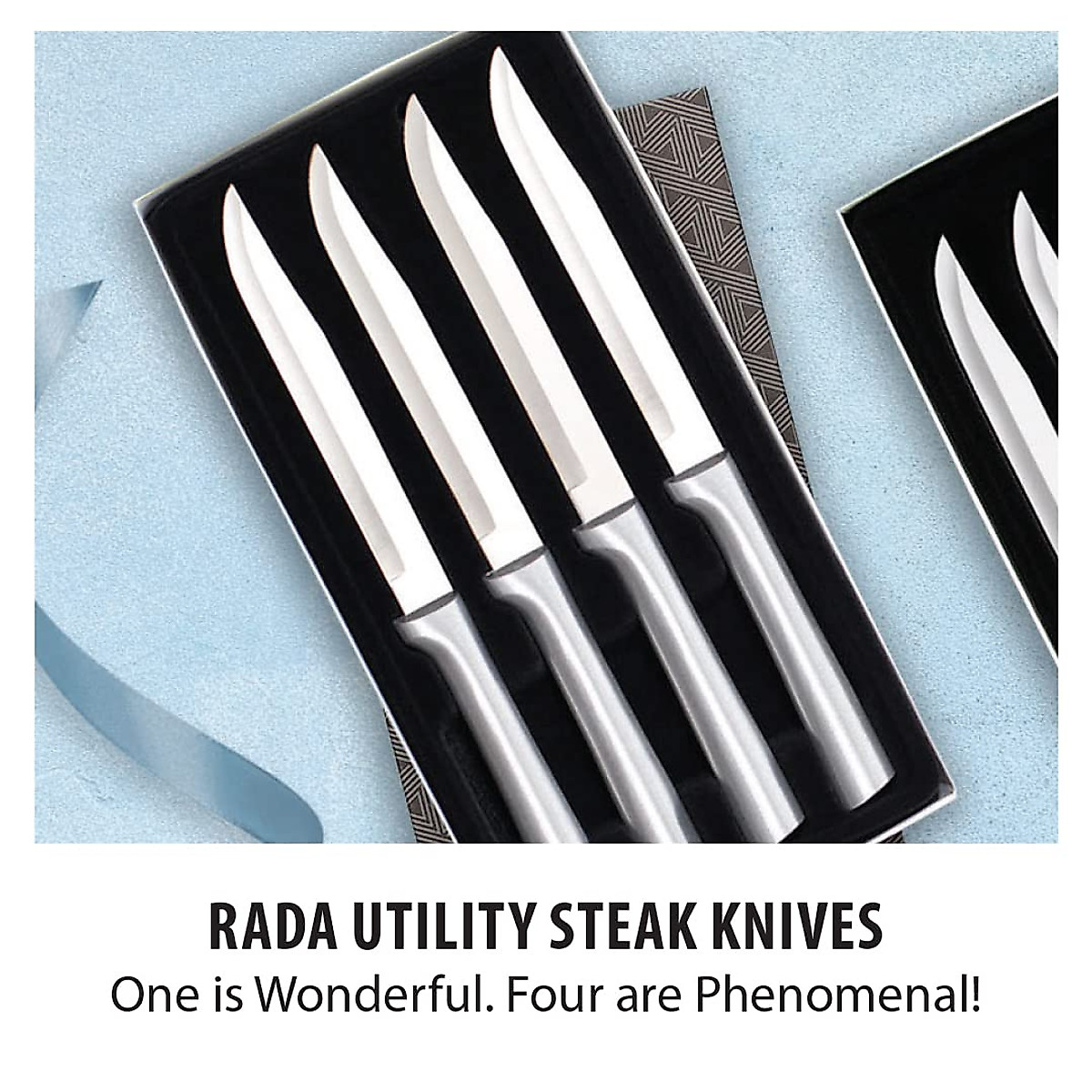 RADA 4-Piece Utility Knife Set Stainless Steel Steak Knives with Knife Sharpener