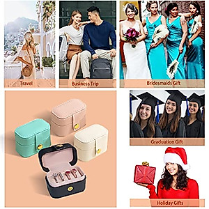VOMNA Travel Jewelry Ring Case,Small Jewelry Ring Box,Ring Holder,Mini Travel Jewelry Case Portable Ring Storage Case,Gifts for Women Girls, for Travel,Business,Wedding,Bridesmaid Gift(Pink)