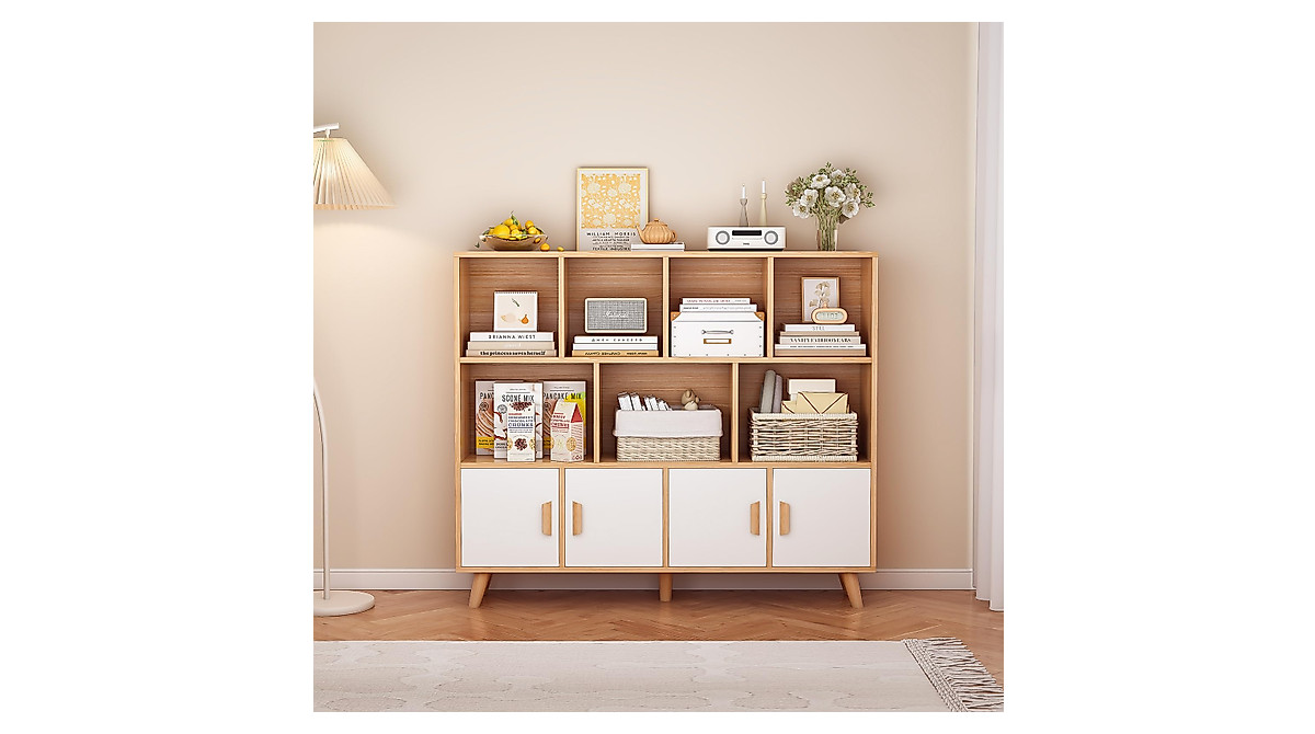 OSCHF Cubby Shelf Bookcase with Doors - Stylish Storage