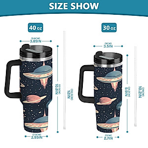 FRCSDIY Cosmic Planet Insulated Tumbler with Handle and Straw Lid,30oz Leakproof Stainless Steel Cup BPA-Free Water Bottle