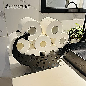 Sheep Toilet Paper Holder Stand Black Metal Bathroom Tissue Storage Wall Mounted Free Standing Shelf 8 Rolls Jumbo Novelty Waterproof Floor Wipes Shelves(Peacock)