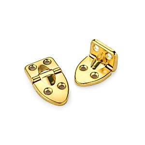 Highpoint 90 Degree Stop Hinge, Brass Plated, 2-1/16" x 1-1/8" Pair