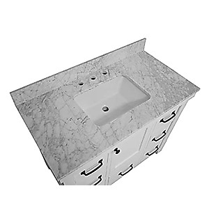Tuscany 42-inch Bathroom Vanity (Carrara/White): Includes White Cabinet with Authentic Italian Carrara Marble Countertop and White Ceramic Sink