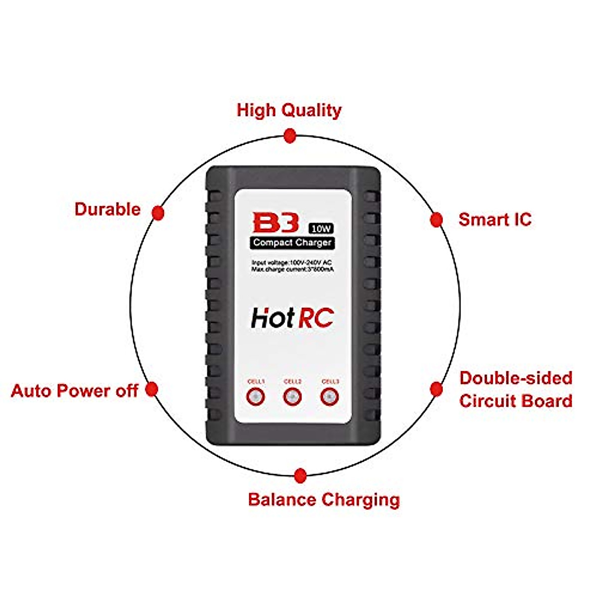 Soshine Smart Airsoft Lipo Battery Charger,2S 3S Cells 10W Balance Lipo Charger for 7.4V 11.1V Airsoft Gun Battery
