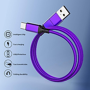 xiongweida (4ft+6ft 2pack) 2in1 USB to USB c to USB c Cable (Purple)