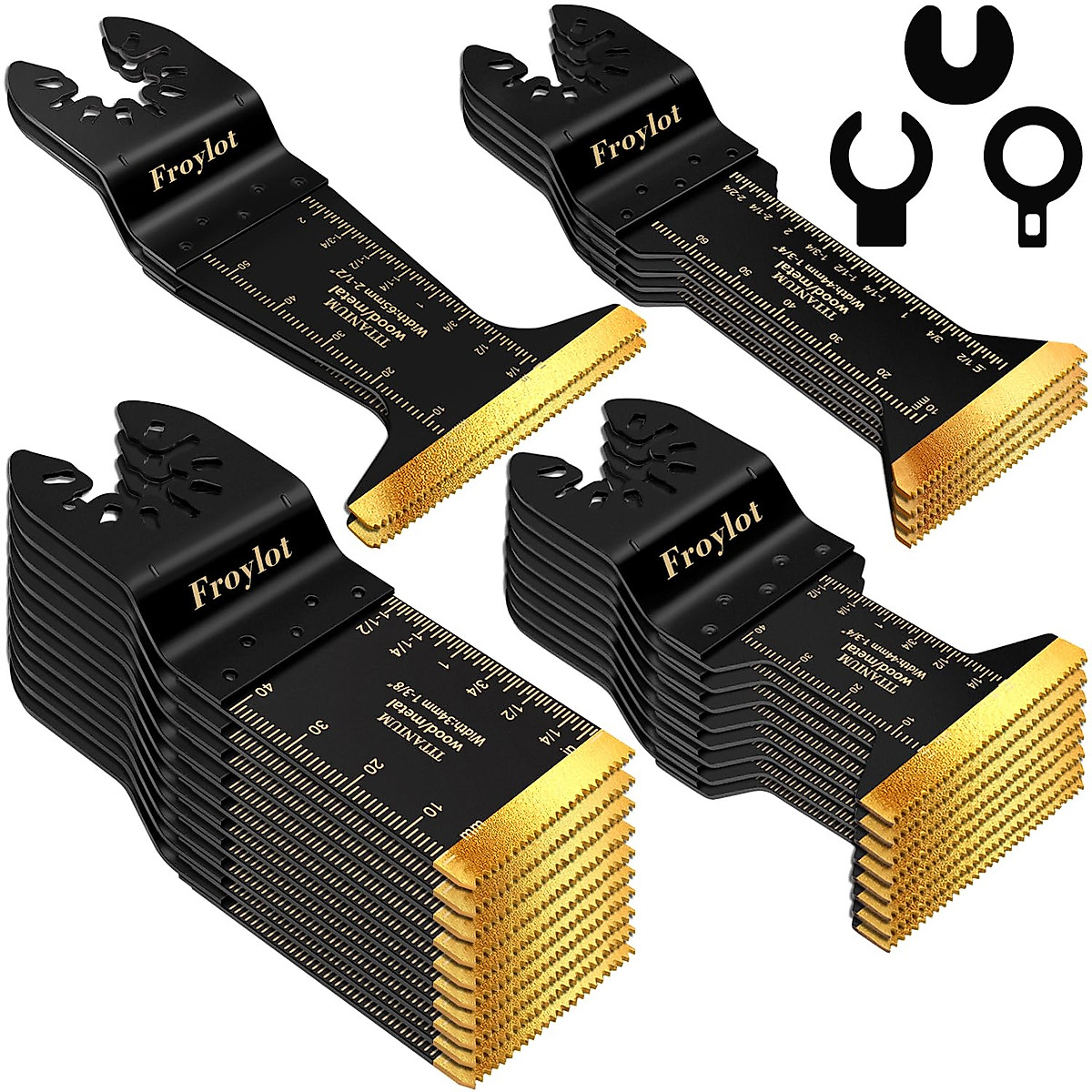 24PCS Bi-Metal Titanium Oscillating Tool Blades – Multi-Tool Blades Cutting Nails, Staple, Copper Pipe, Drywall, Sheetrock, Wood, Siding – Universal Fit DeWalt, Milwaukee, Fein, Metabo, Rigid (M42 Ti)