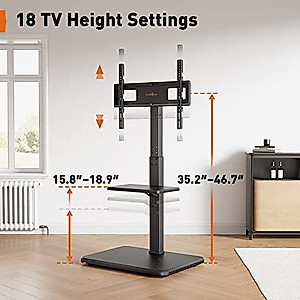 Perlegear Floor TV Stand with Power Outlet, Universal TV Stand for 32-70 inch TVs up to 110 lbs, Height Adjustable TV Stand with Swivel, Floor TV Mount Stand with Wood Base, Max VESA 600x400mm, PGFS06