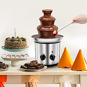 Outamateur 32-Ounce Chocolate Fondue Fountain,3-Tier Electric Chocolate Melting Machine with 6PCS Fondue Fork,Stainless Steel Party Fountain,Hot Chocolate Fountain Pot for Nacho Cheese,BBQ Sauce,Ranch,Liqueurs
