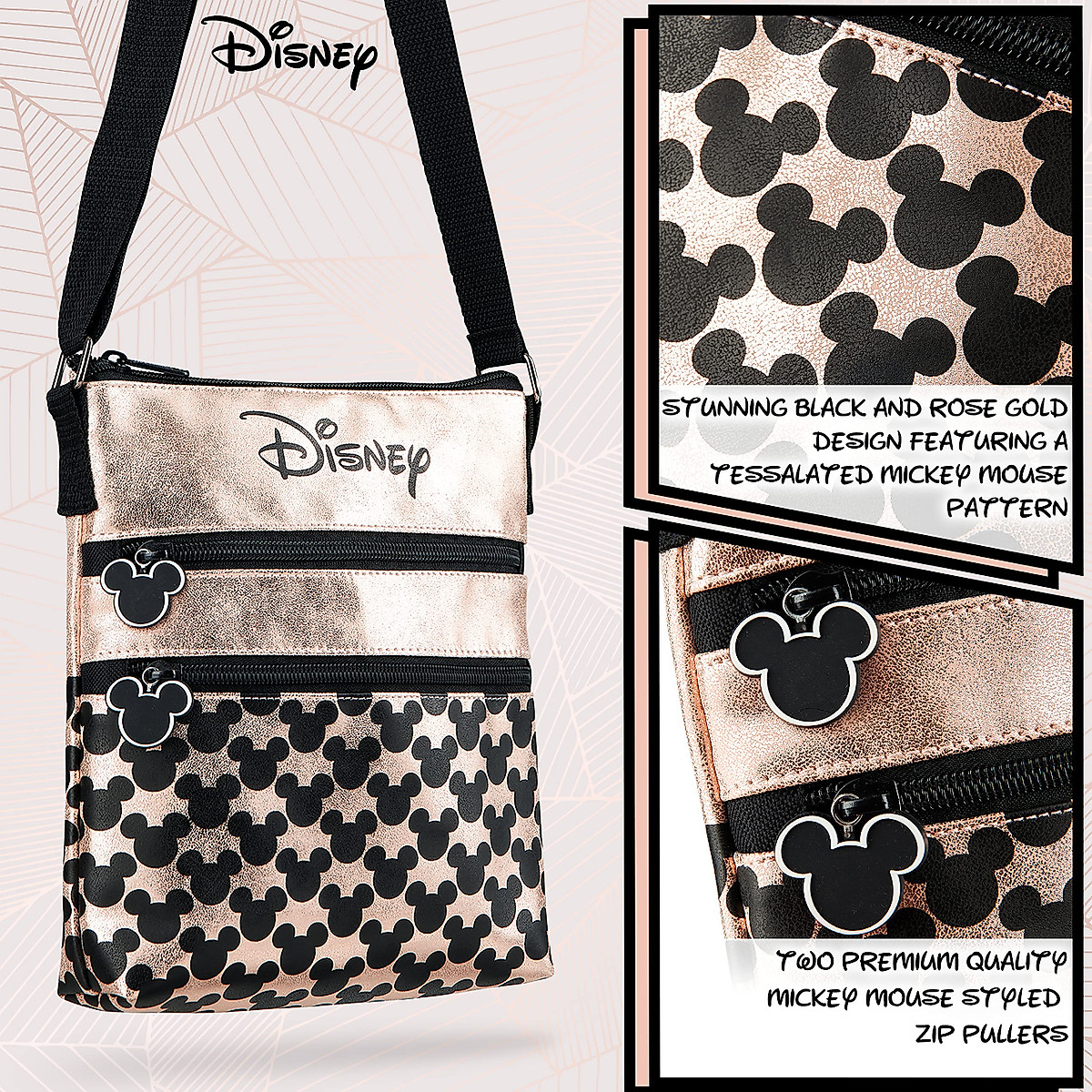 Disney Stitch Girls Purse Cross Body Bag for Kids Teens Women Shoulder Bag with Adjustable Strap Fashion Handbag Stitch Gifts (Mickey Mouse, 9.84x8.66x0.79inch)