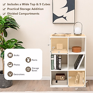 Giantex 6-Cube Bookcase White, 4-Tier Freestanding Wooden Bookshelf with 2 Anti-Tipping Kits, Modern Wood Book Case, Open Cube Storage Organizer for Living Room, Kids Room