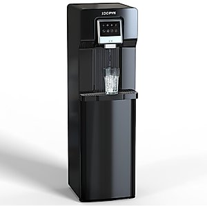 SOOPYK 2 in 1 Bottom Loading Water Cooler Dispenser for 3 or 5 Gallon Bottles Indoor-Cold & Room Water, Built-in Ice Maker-18LBS per 24H Ice Making, Durable Stainless Steel Construction, UL Listed