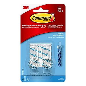 Command 17095CLR-ES Crystal Hook, Medium, 0, 2 Count