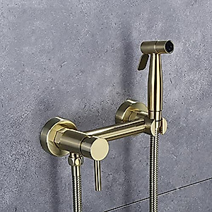 MINJING Toilet Shower Spray Mixer Set Gold Bidet Attachment Faucet Sprayer Kit for Toilet with Shower Hose Bathroom Toilet Bidet Mixer Spray Kit