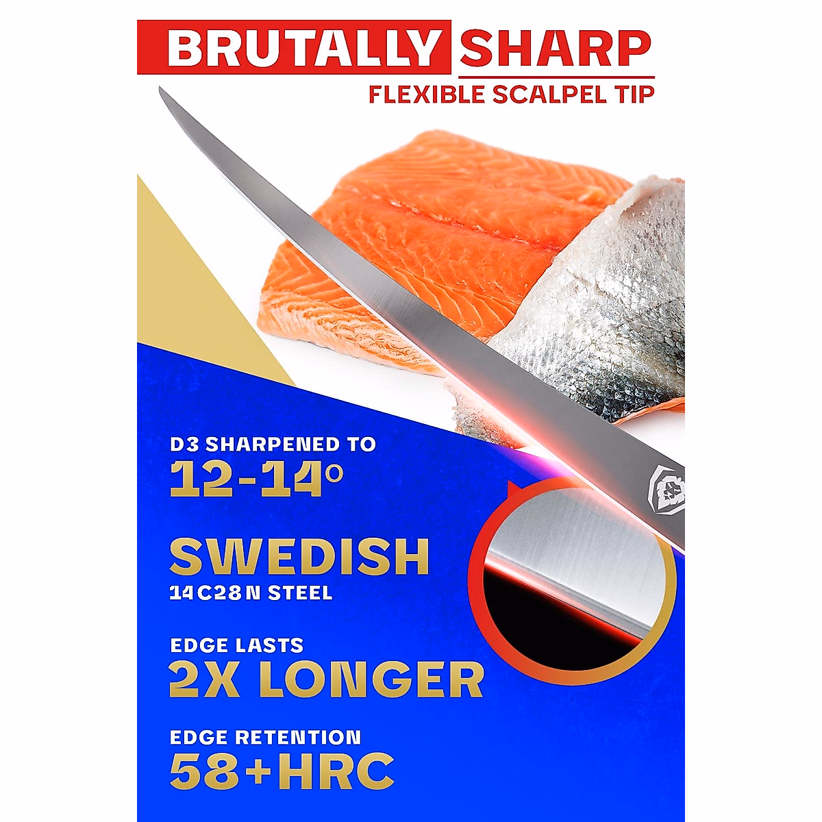 DALSTRONG Fillet Knife - 7 inch - Flexible Kitchen Knife - Centurion Series - Swedish 14C28N High Carbon Stainless Steel - Boning, Trimming, Skinning - Razor Sharp - G10 Handle Boning Knife - w/Sheath