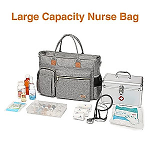 Rabjen Nurse Tote Bag for Work with Padded 15.6” Laptop Sleeve, Medical Supplies Shoulder Bag for Home Health Care